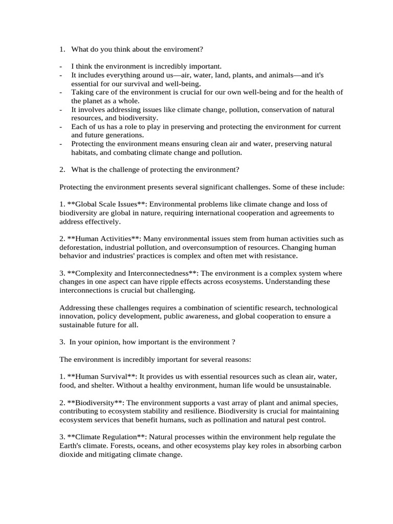 What Do You Think About The Enviroment | PDF | Natural Environment ...