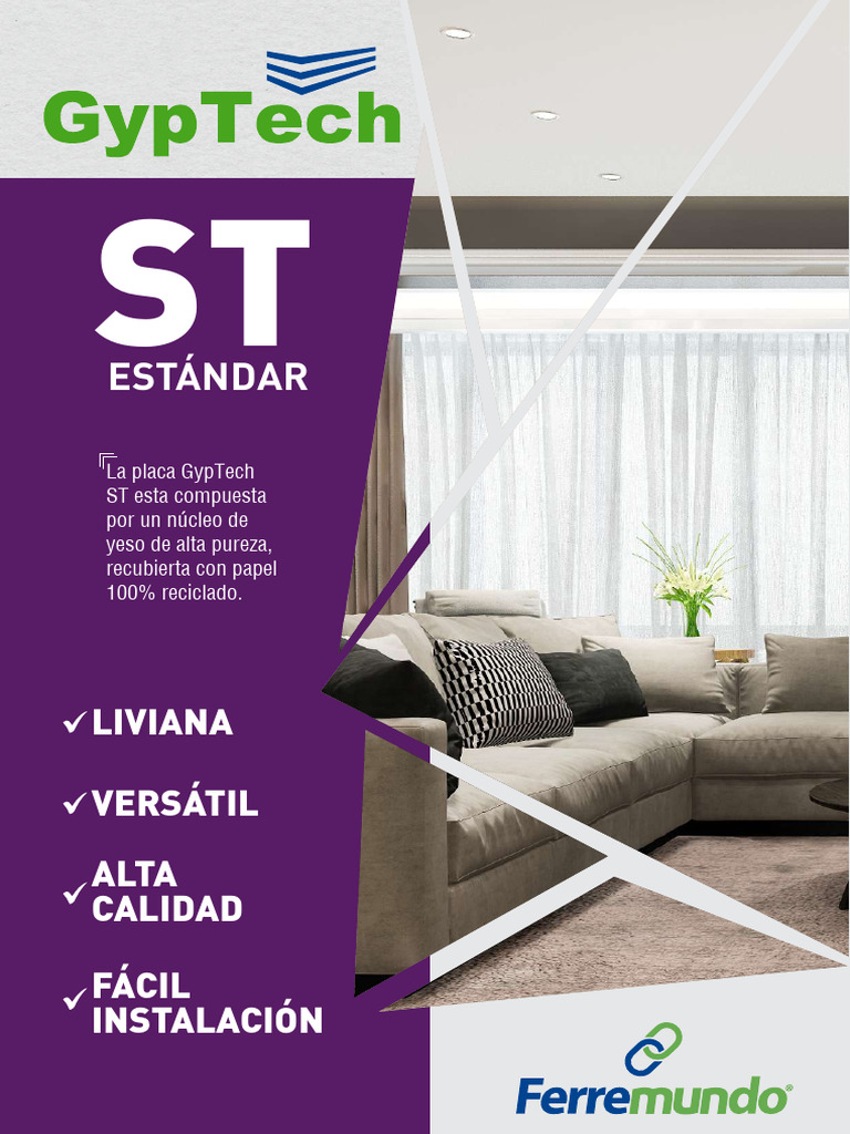 Placa GypTech ST: Alta Calidad y Versatilidad | PDF | Yeso | Papel