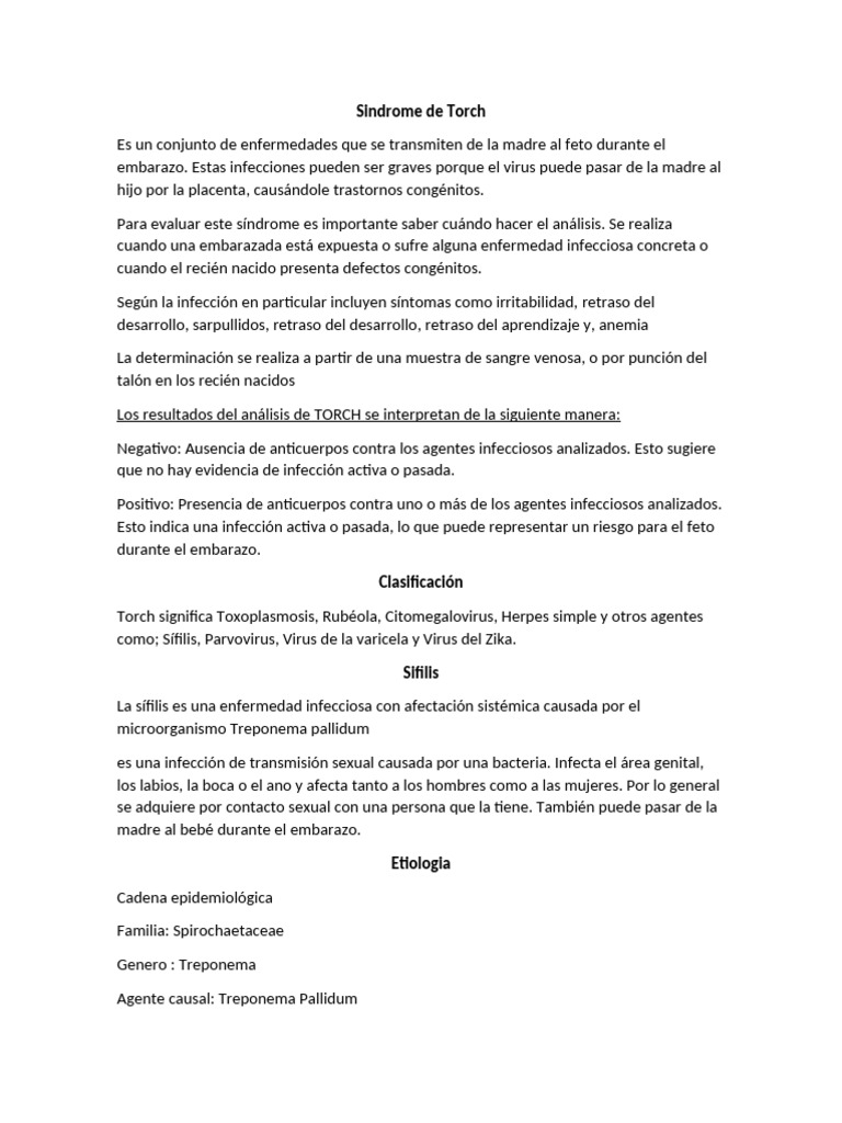 Sindrome de Torch | PDF | Penicilina | Infección