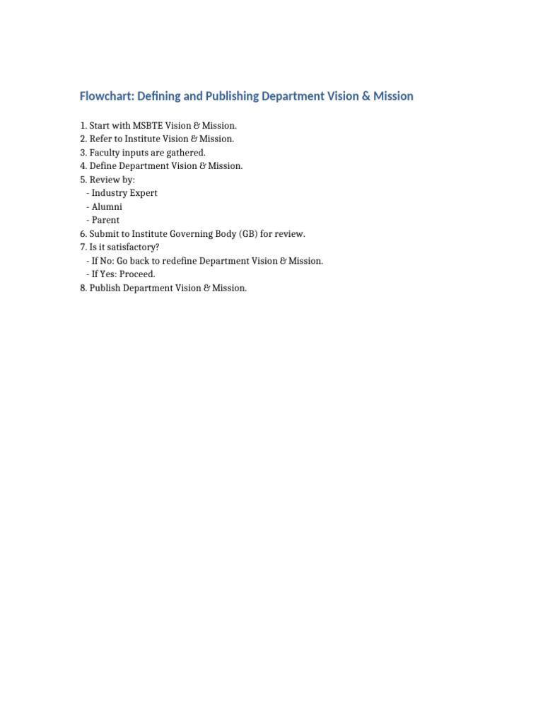 Department Vision Mission Flowchart | PDF