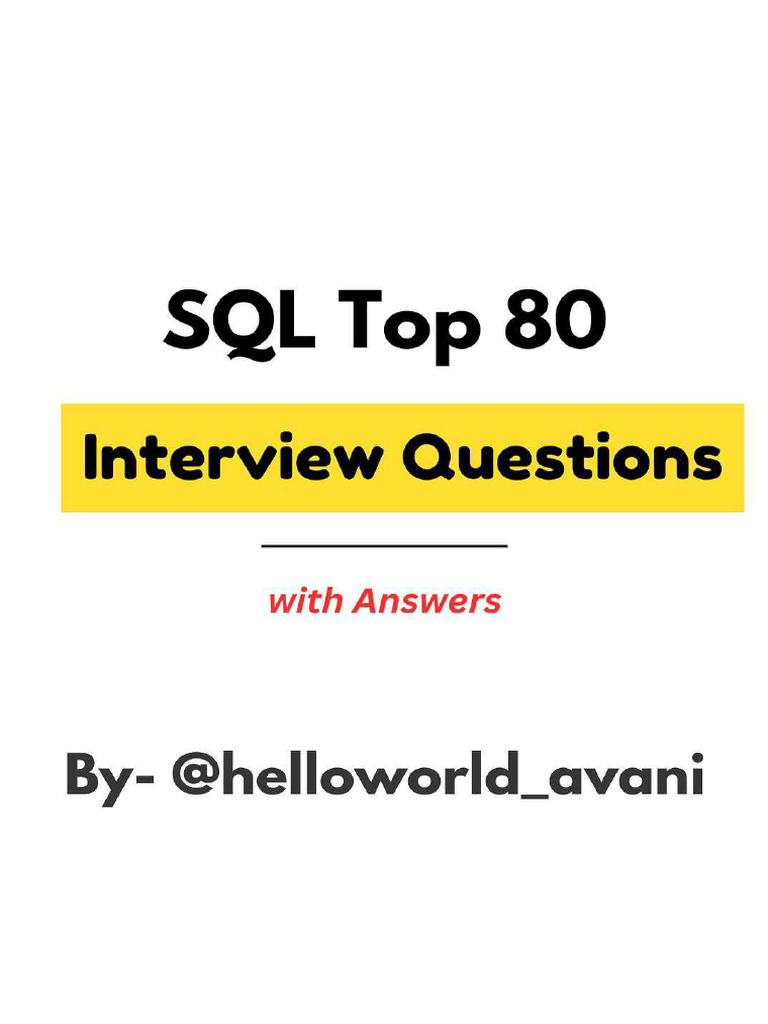 SQL Top 80 Interview Questions | PDF