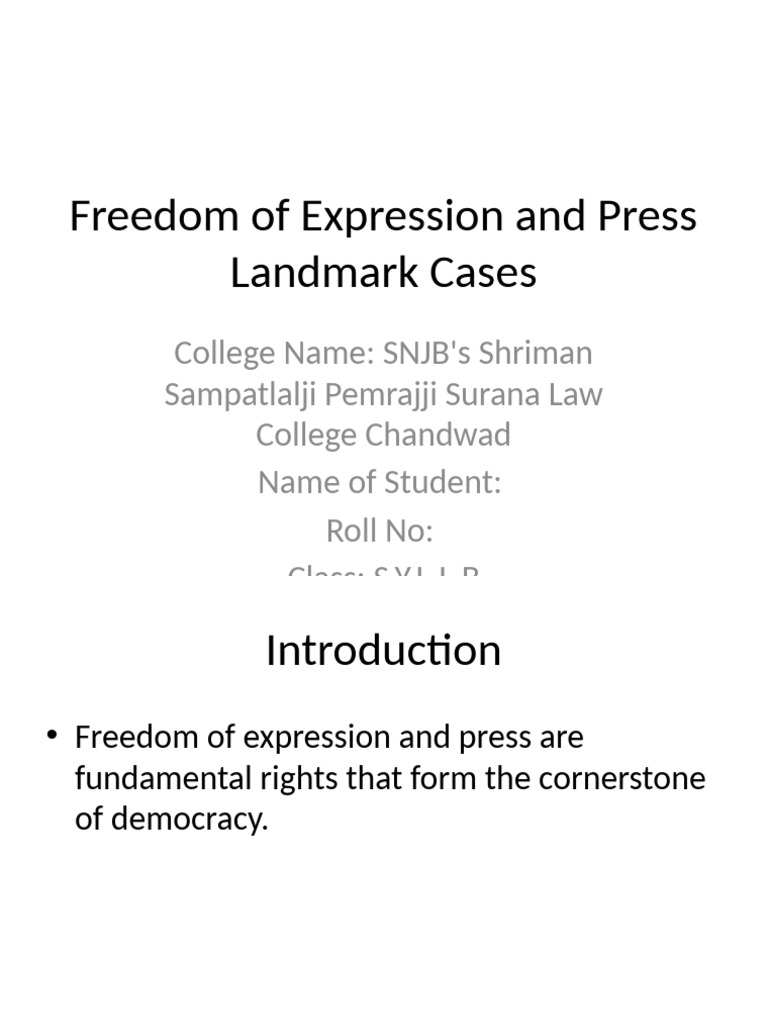 Press Freedom and Expression Rights | PDF