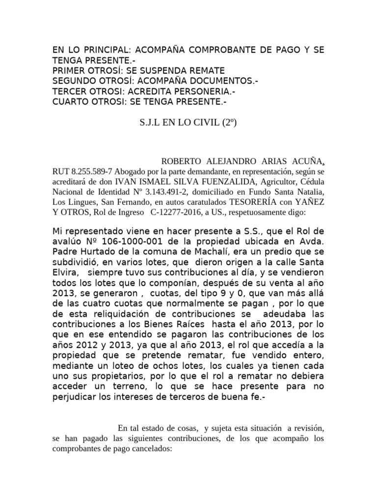 Modelo Escrito Tesoreria | PDF