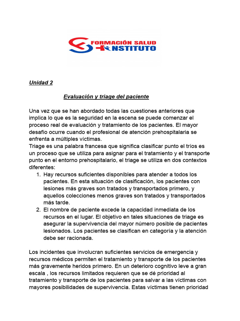 Unidad 2 Phtls | PDF | Paro cardíaco | Medicina