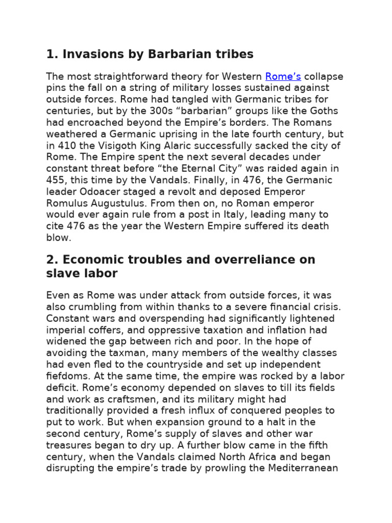 Rome's Fall: Overexpansion & Overspending | PDF | Ancient Rome | Roman ...