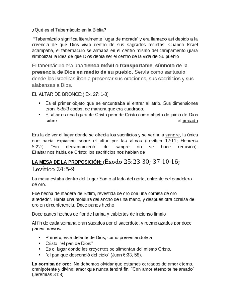 El Tabernáculo: Significado y Partes | PDF | Tabernáculo | Libro de ...