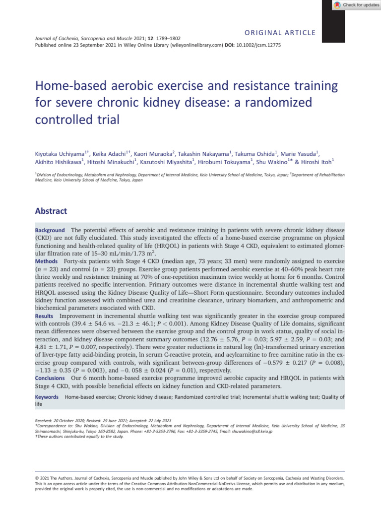 J Cachexia Sarcopenia Muscle - 2021 - Uchiyama - Home Based Aerobic Exercise and Resistance ...