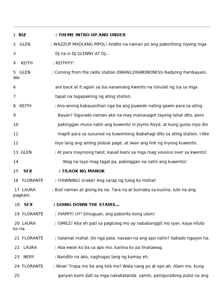 Script For Fili Broadcast Omg Omg 3X | PDF