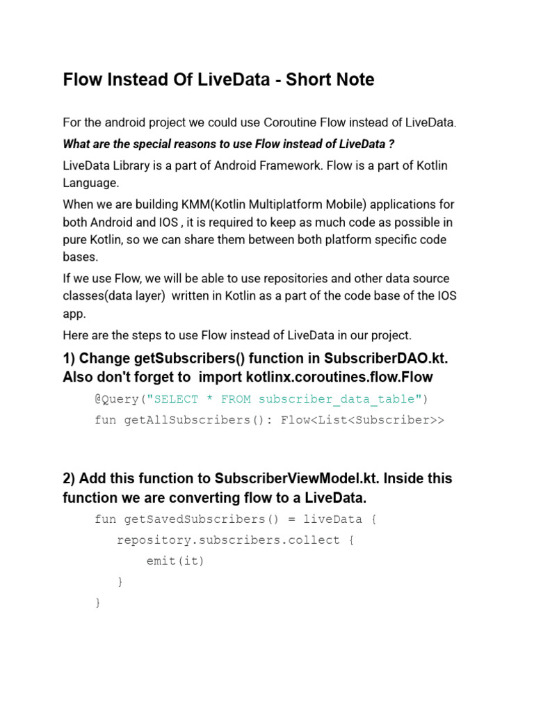 Flow Instead of LiveData | PDF