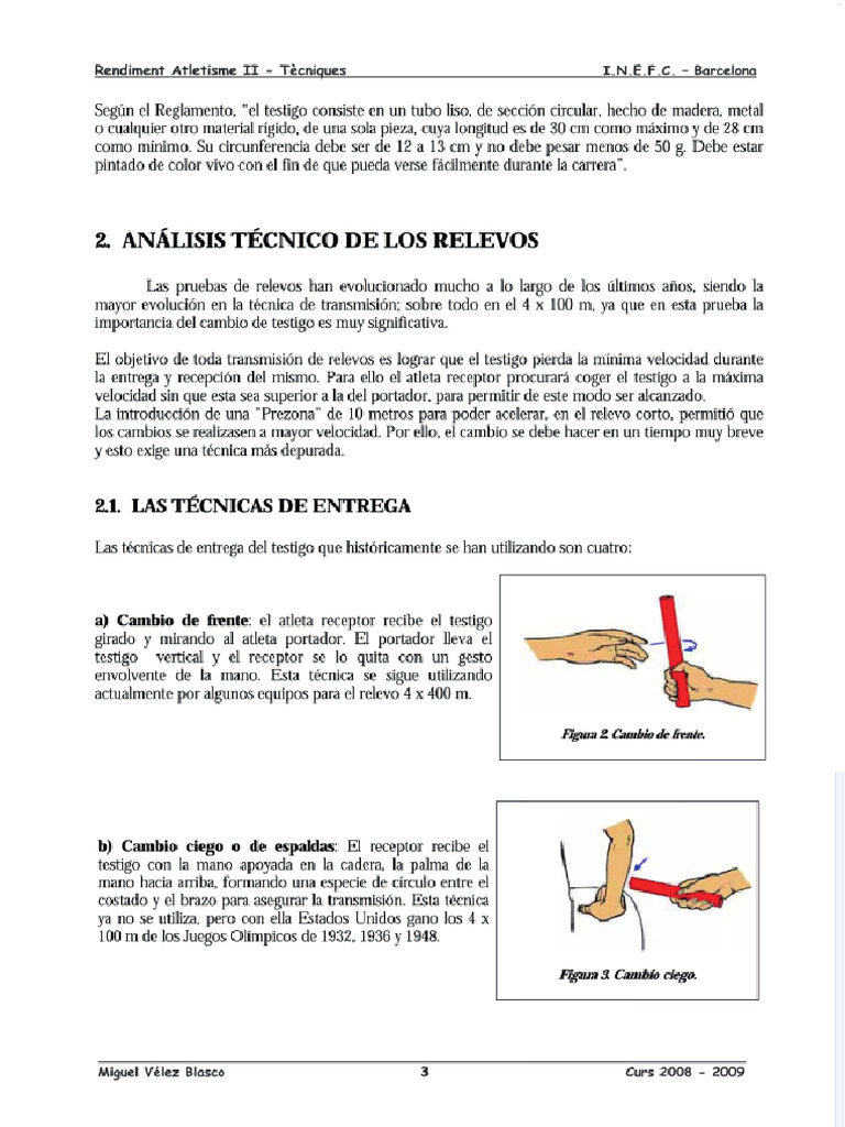 Tecnicas Relevos Atletismo | PDF