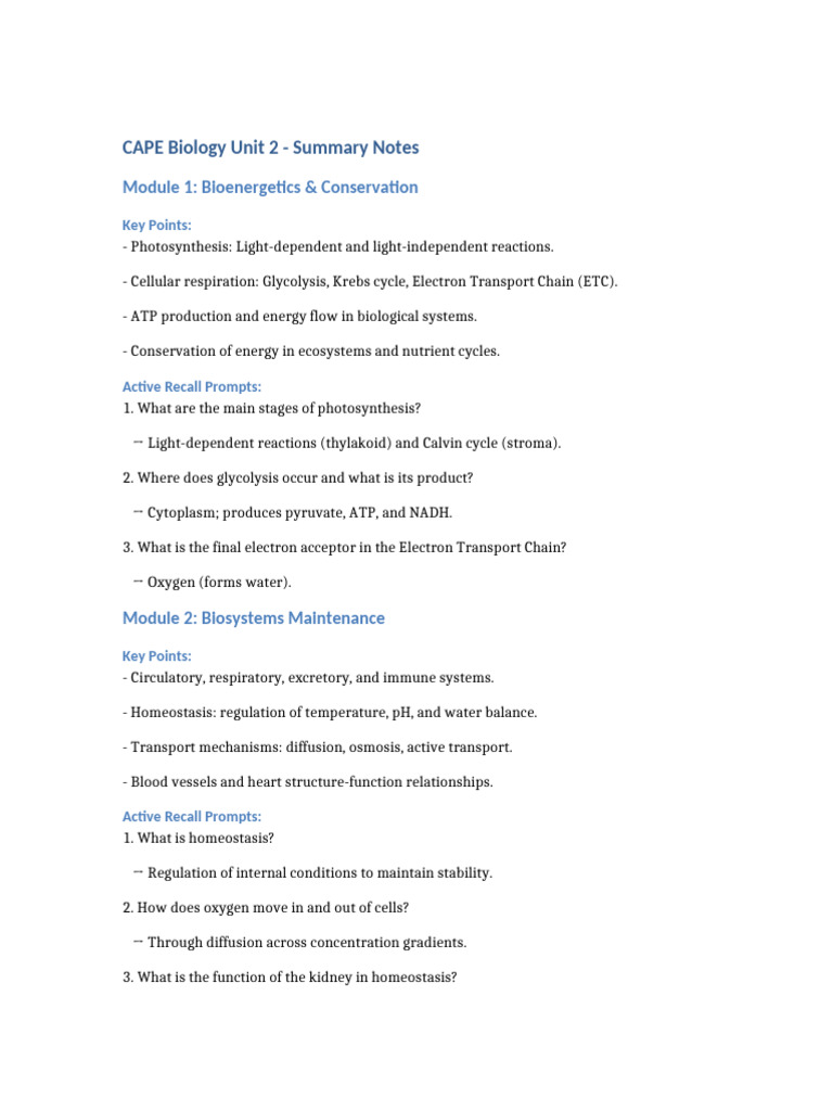 Biology Unit 2 Modules | PDF