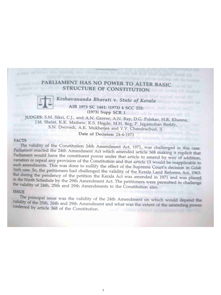 Keshavananda bharti vs state of ker | PDF