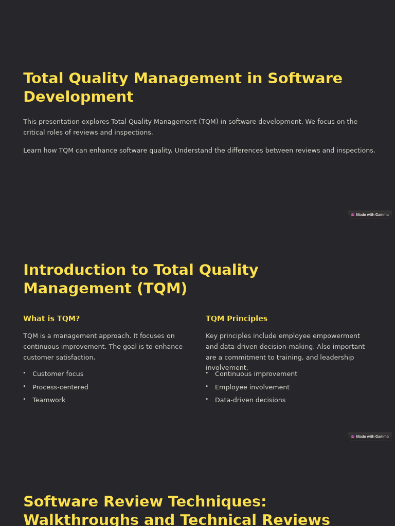 Total Quality Management in Software Development | PDF | Quality ...