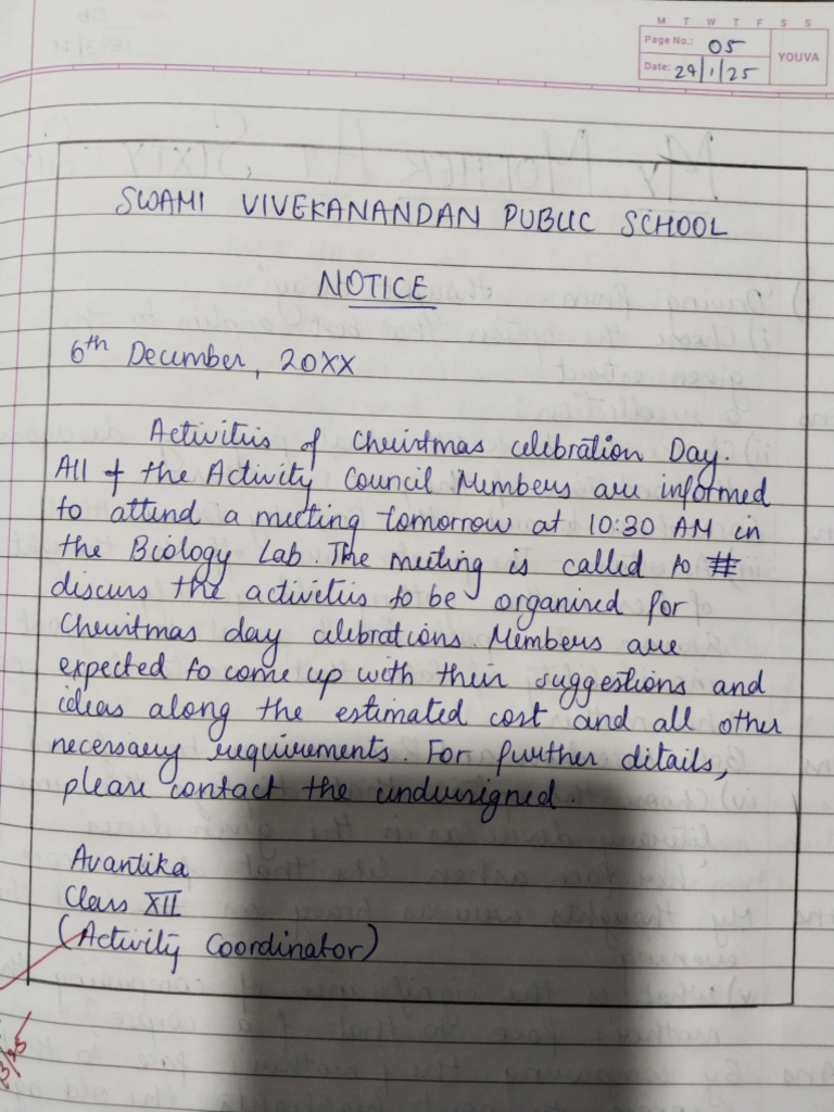 Notice Writing | PDF