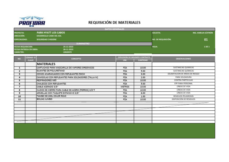 Pro Req 01 | PDF | Materiales