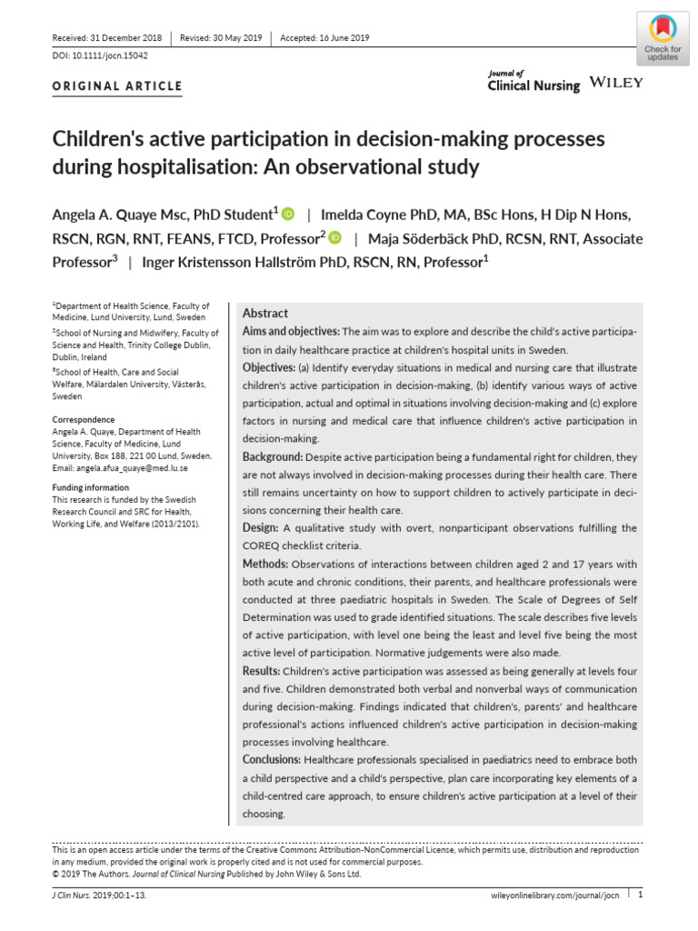 Quaye2019 Children's Active Participation in Decision Making Processes ...