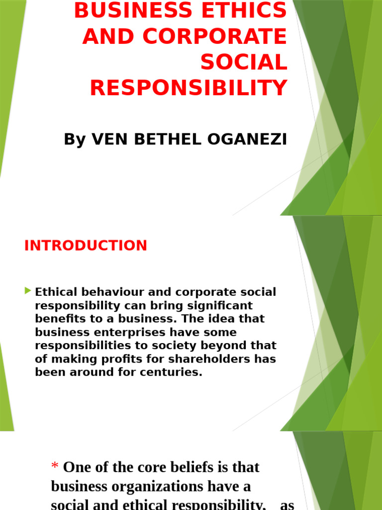 Business Ethics and Corporate Social Responsibility Slide | PDF ...