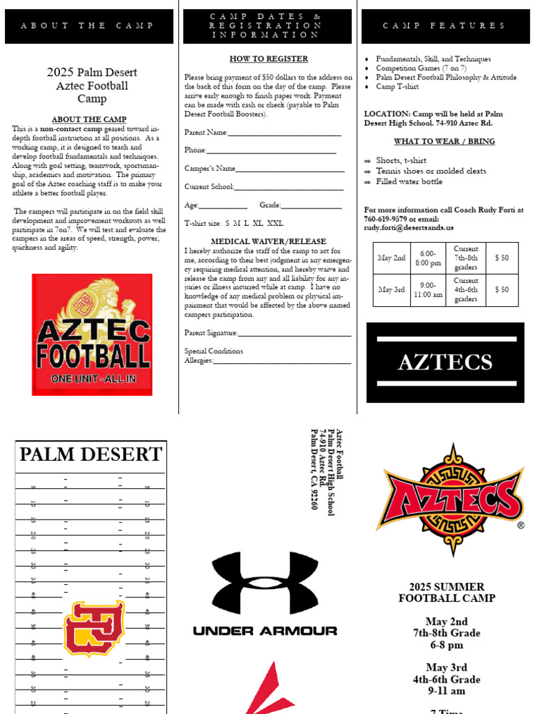 Aztec Football Camp Brochure 2025 | PDF | Cognition