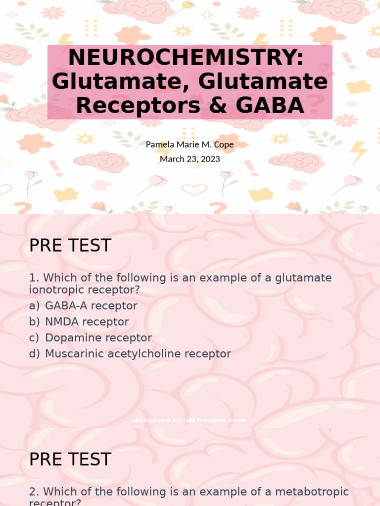 Glutamate, Glutamate Receptros, GABA | PDF | Receptor (Biochemistry) | Acetylcholine