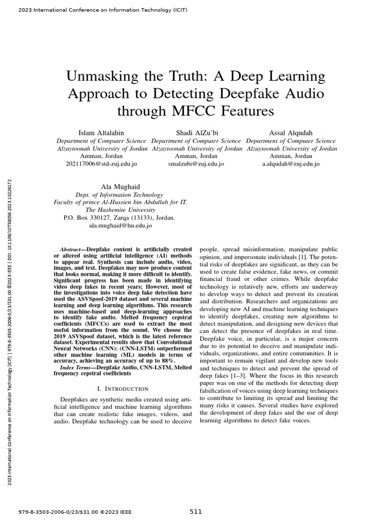 Unmasking - The - Truth - A - Deep - Learning - Approach - To - Detecting - Deepfake - Audio ...