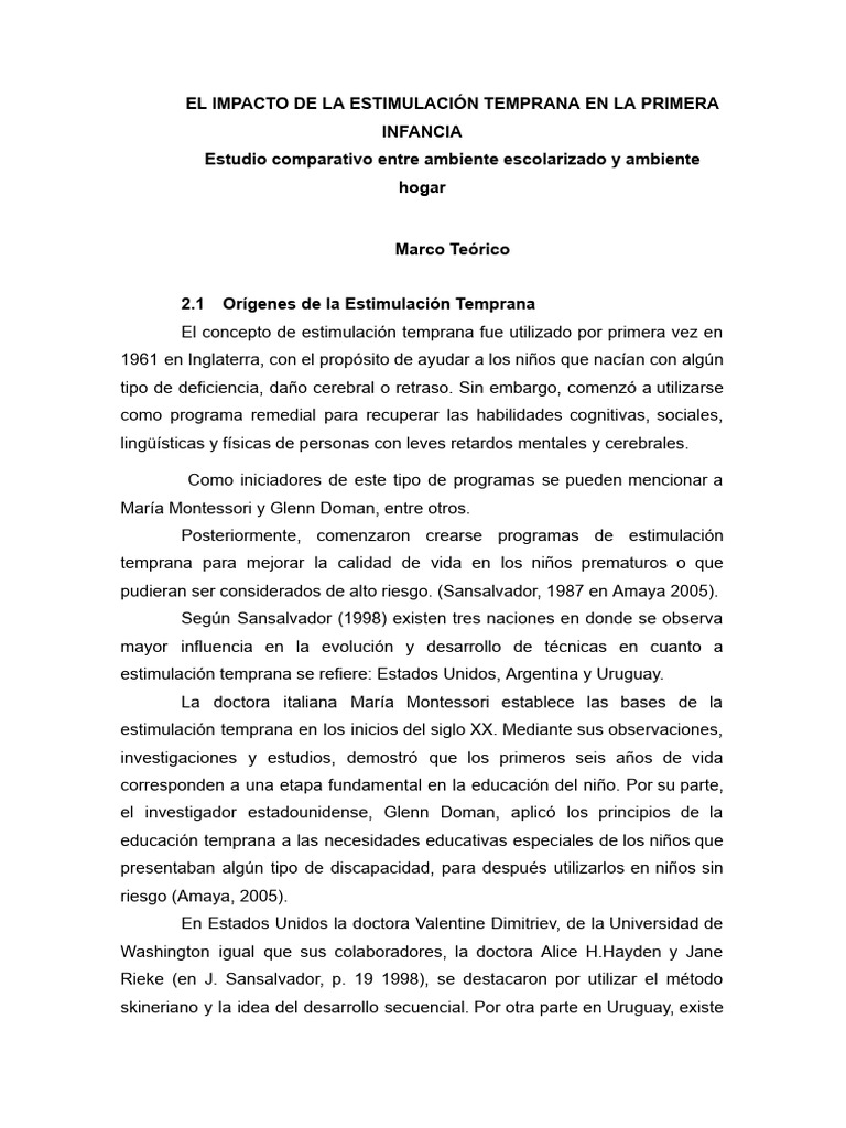 El Impacto de La Estimulaci-n Temprana en La Primera Infancia.docx-1 | PDF | Teoría de apego ...