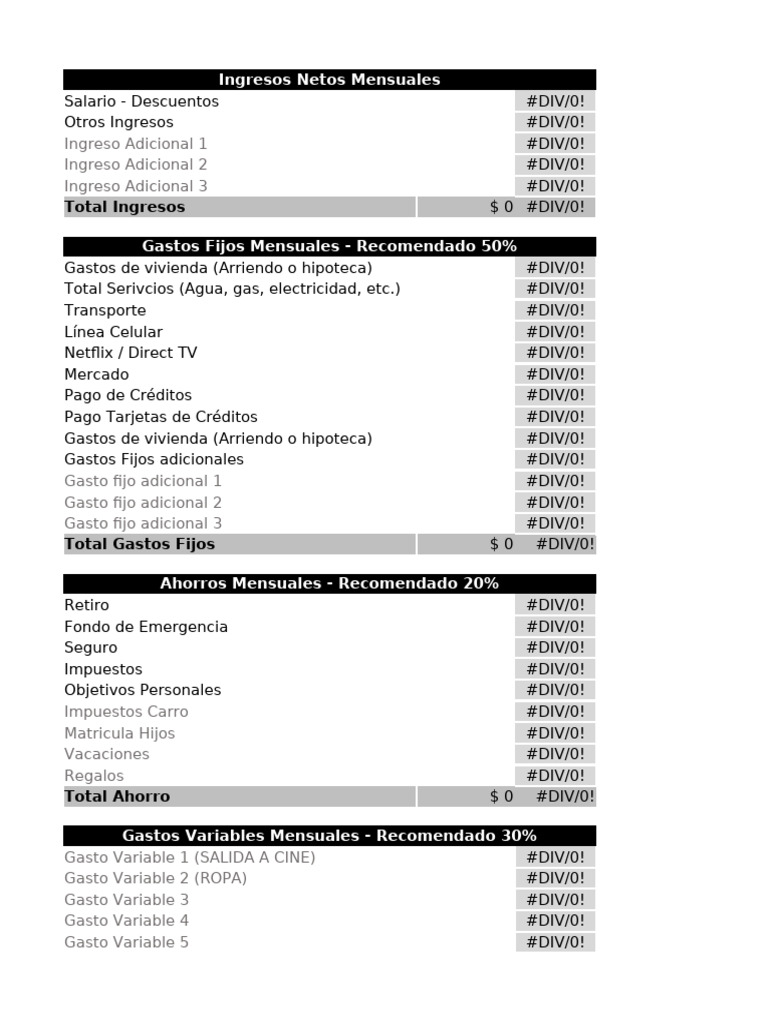 Planificación Financiera Mensual | PDF | Finanzas personales | Economias