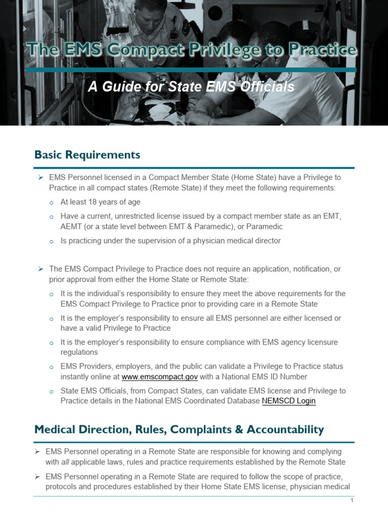 EMS Compact Privilege Guidelines | PDF | Emergency Medical Services ...