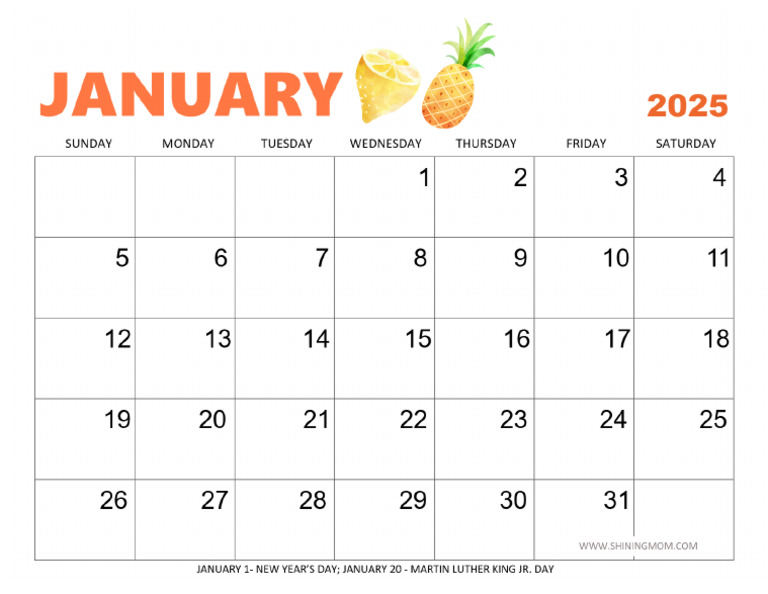 Cute January 2025 Calendar | PDF