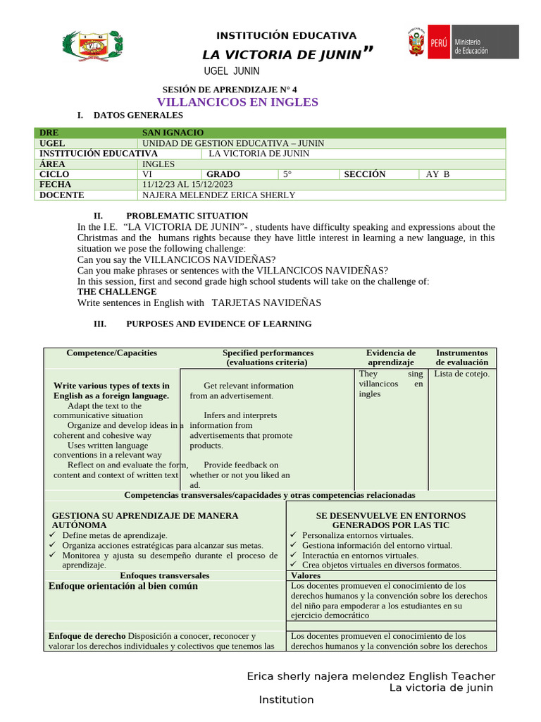 Sesion 4 de Tercer Grado | PDF | English Language | Languages