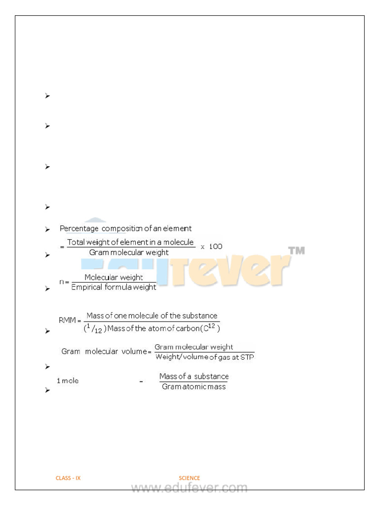 Chapter 3 - Atoms and Molecules Revision Notes1 | PDF