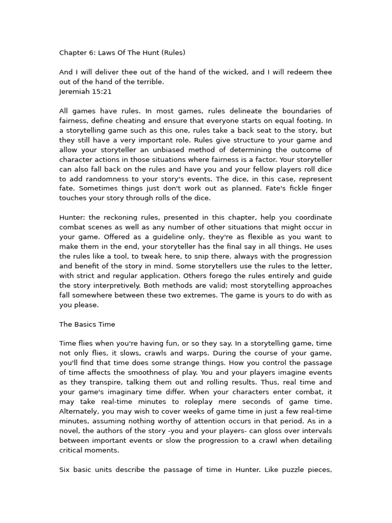 Chapter 6 Laws of The Hunt (Rules) | PDF | Dice