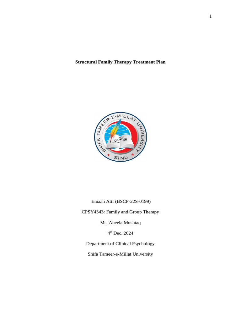 Structural Family Therapy Plan for Khan Family | PDF | Behavioural ...