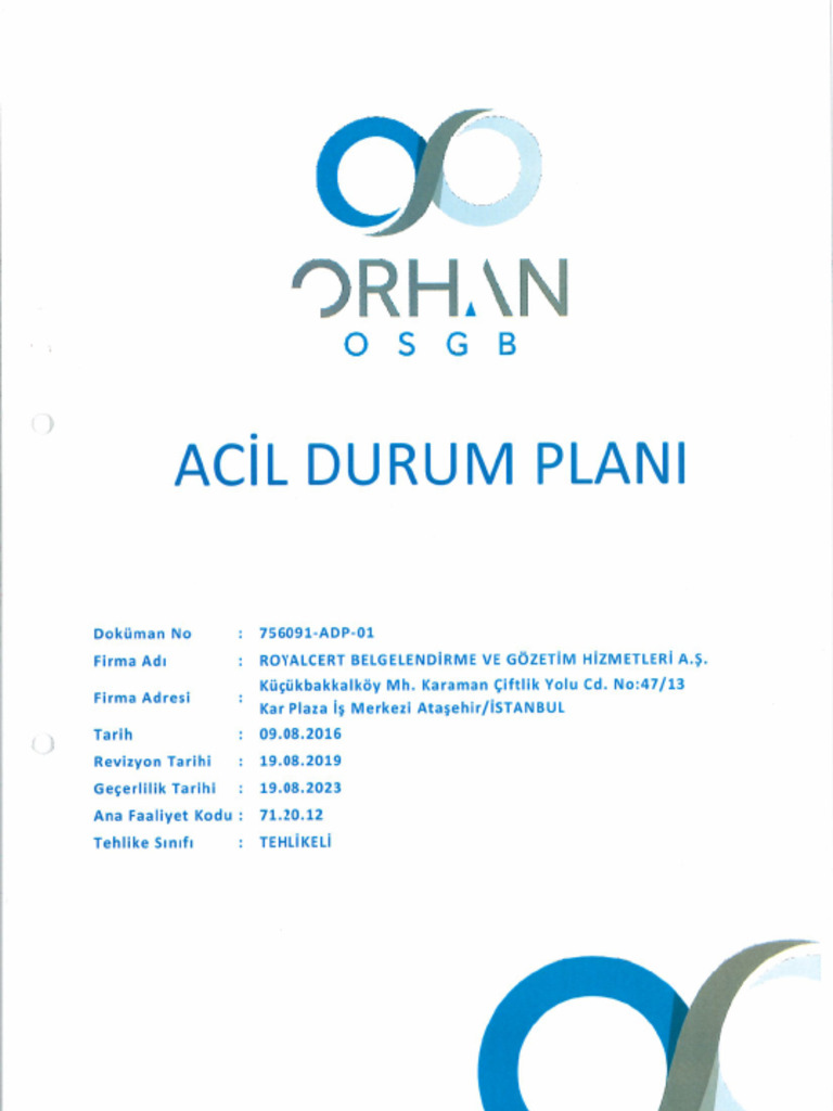 ORHAN OSGB ACİL DURUM PLANI | PDF