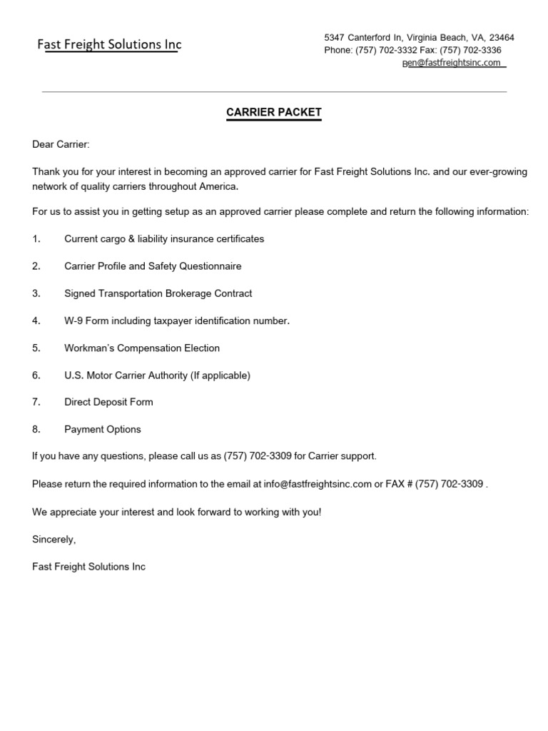 FFT Carrier Packet Set Up (1).PDF | PDF | Indemnity | Cargo