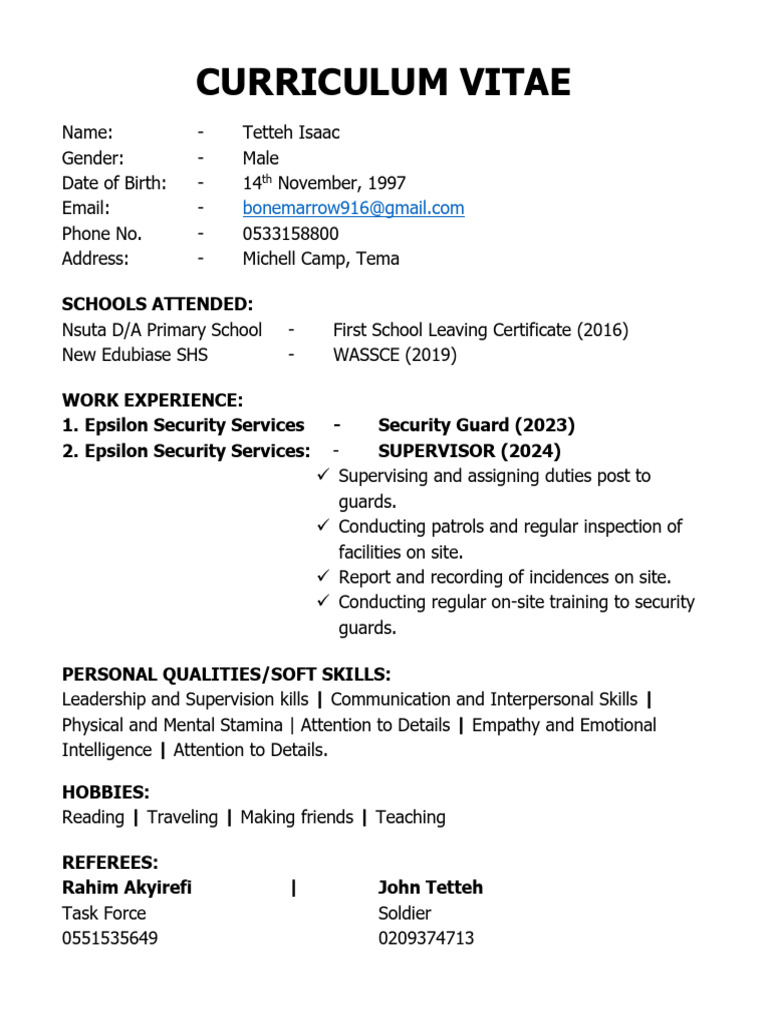 Tetteh Isaac's Professional CV | PDF