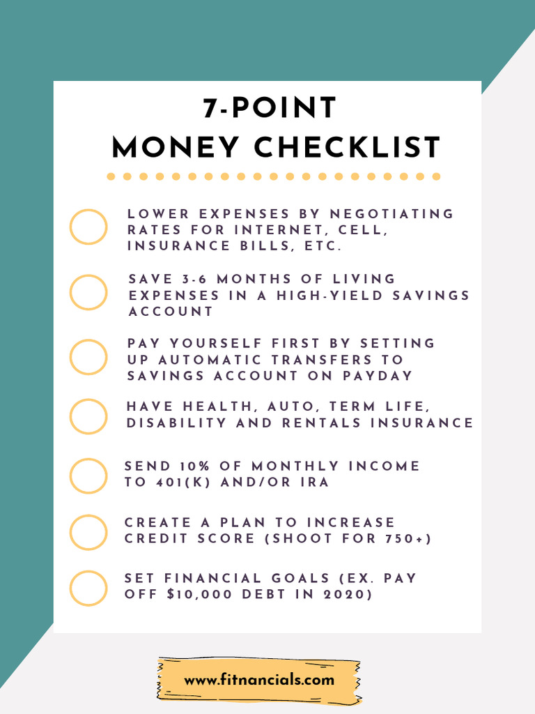 Money Checklist 3 1 1 | PDF