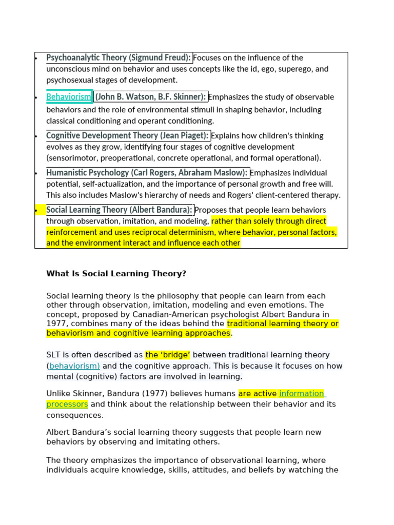 Social Learning Theory | PDF | Behaviorism | Imitation