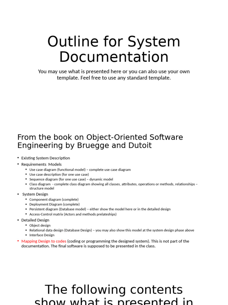 Outline For System Documentation Pdf
