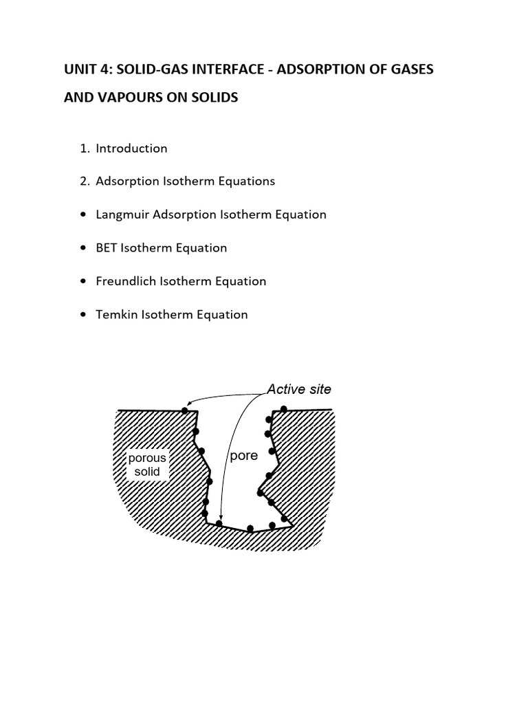 UNIT 4 - Solid-Gas Interface | PDF | Adsorption | Gases