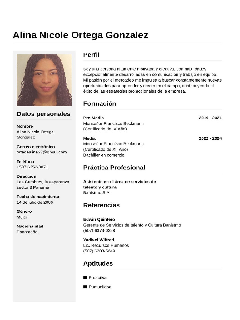 Curriculum Alina Ortega | PDF