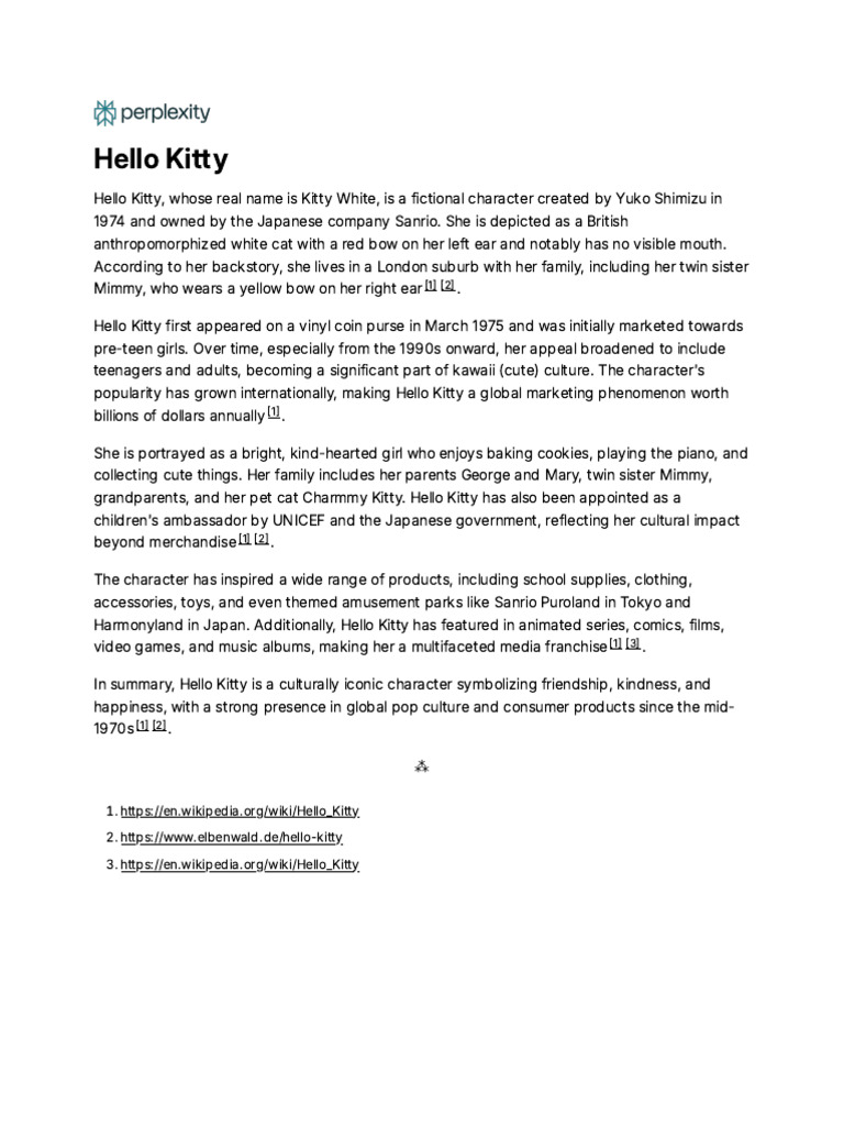 Hello Kitty Origin | PDF