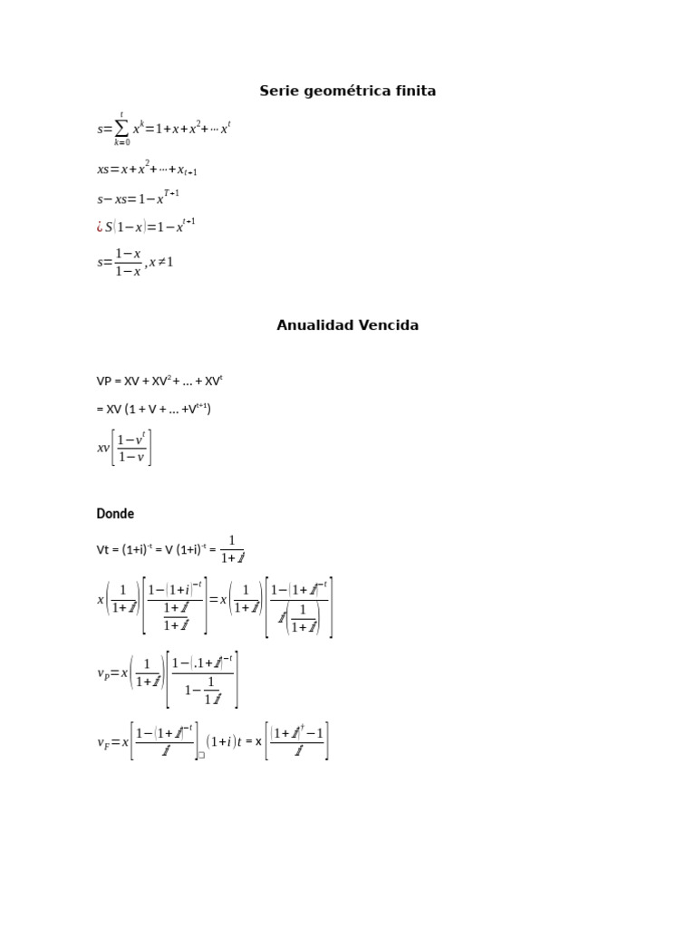 Serie Geométrica Finita | PDF | Matemáticas
