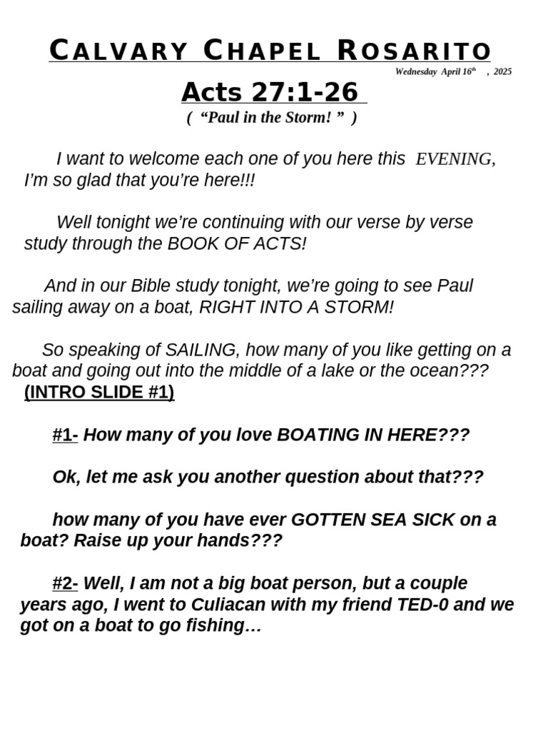 Acts 27;1-26, Estudió inductivo | PDF | Paul The Apostle | Acts Of The ...