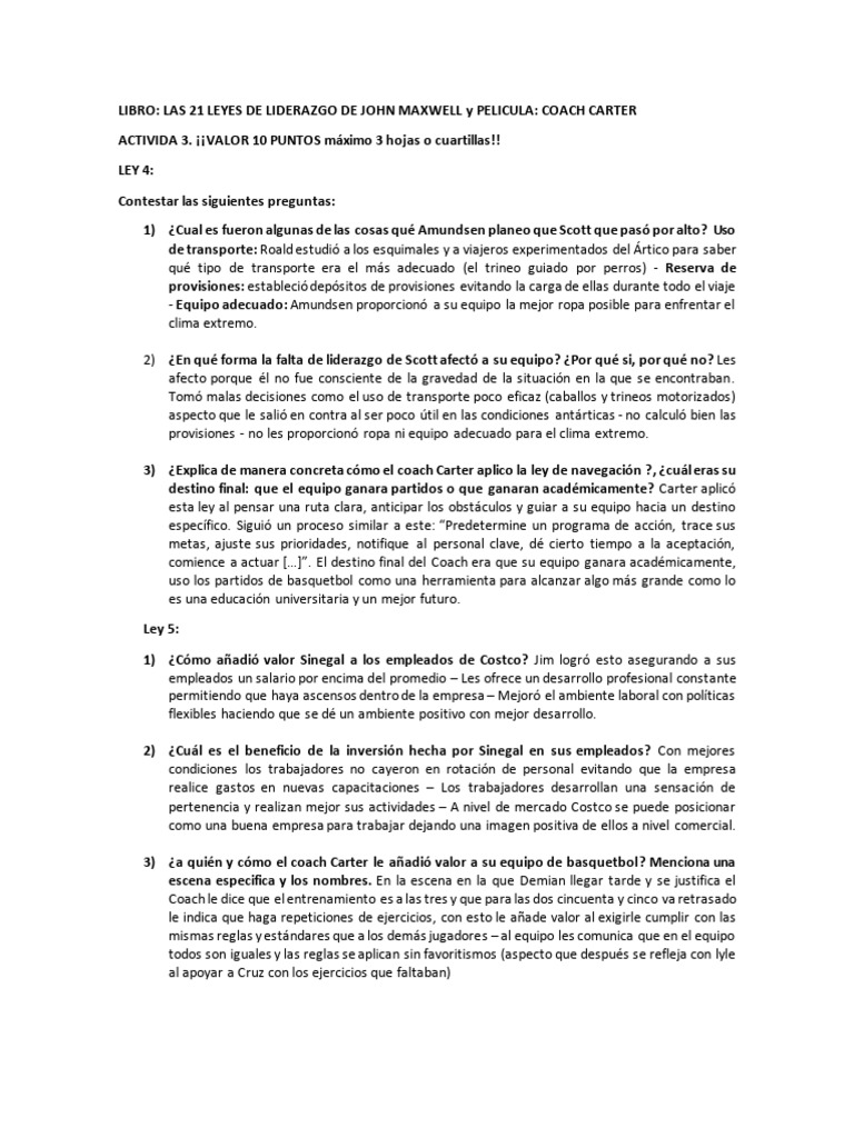 Liderazgo y Lecciones de Coach Carter | PDF | Liderazgo | Roald Amundsen