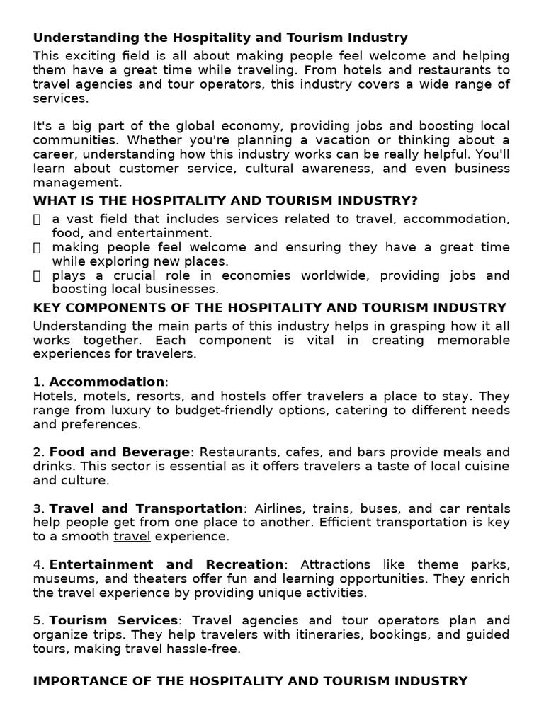 Understanding The Hospitality and Tourism Industry | PDF | Tourism | Sustainability