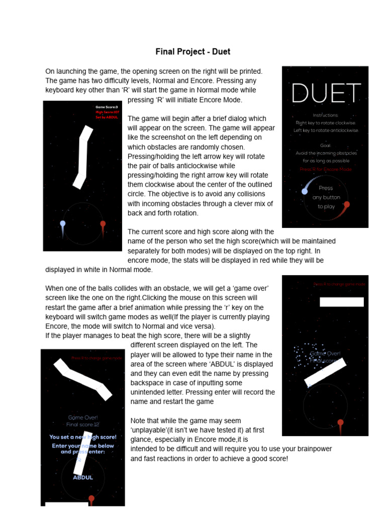 Duet Game Mechanics Overview Pdf Computer Keyboard Input Output