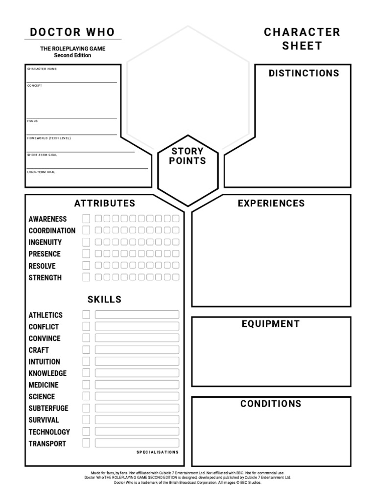 Doctor Who RPG Character Sheet | PDF