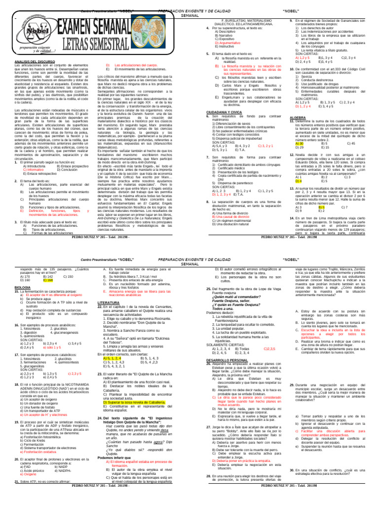 EXAMEN LETRAS 08-01 | PDF | Trifosfato de adenosina | Articulación