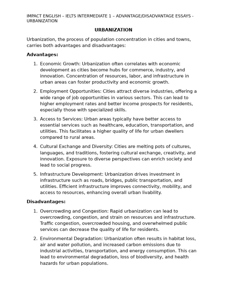 Urbanization - Pros Cons Solution | PDF | Urbanization | Infrastructure