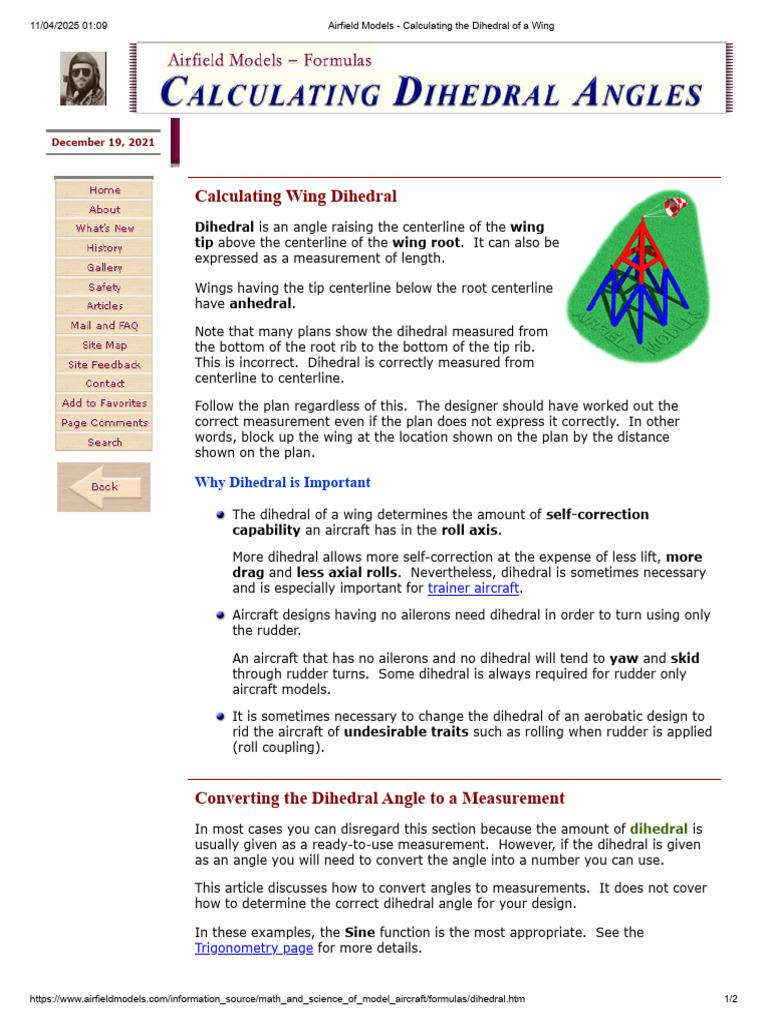Airfield Models - Calculating The Dihedral of A Wing | PDF | Aerospace ...
